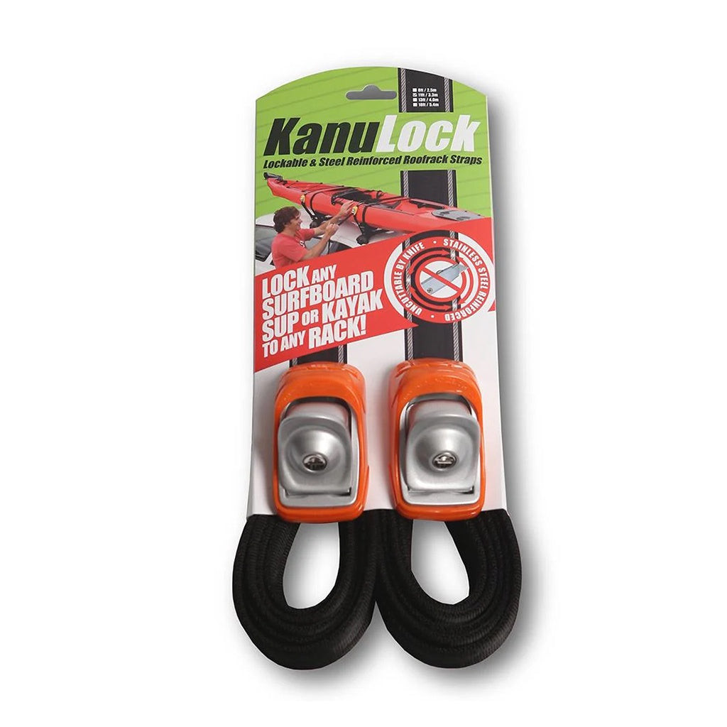 KanuLock | Lockable Steel Reinforced Roof Rack Tiedown Strap Set. 3.3m